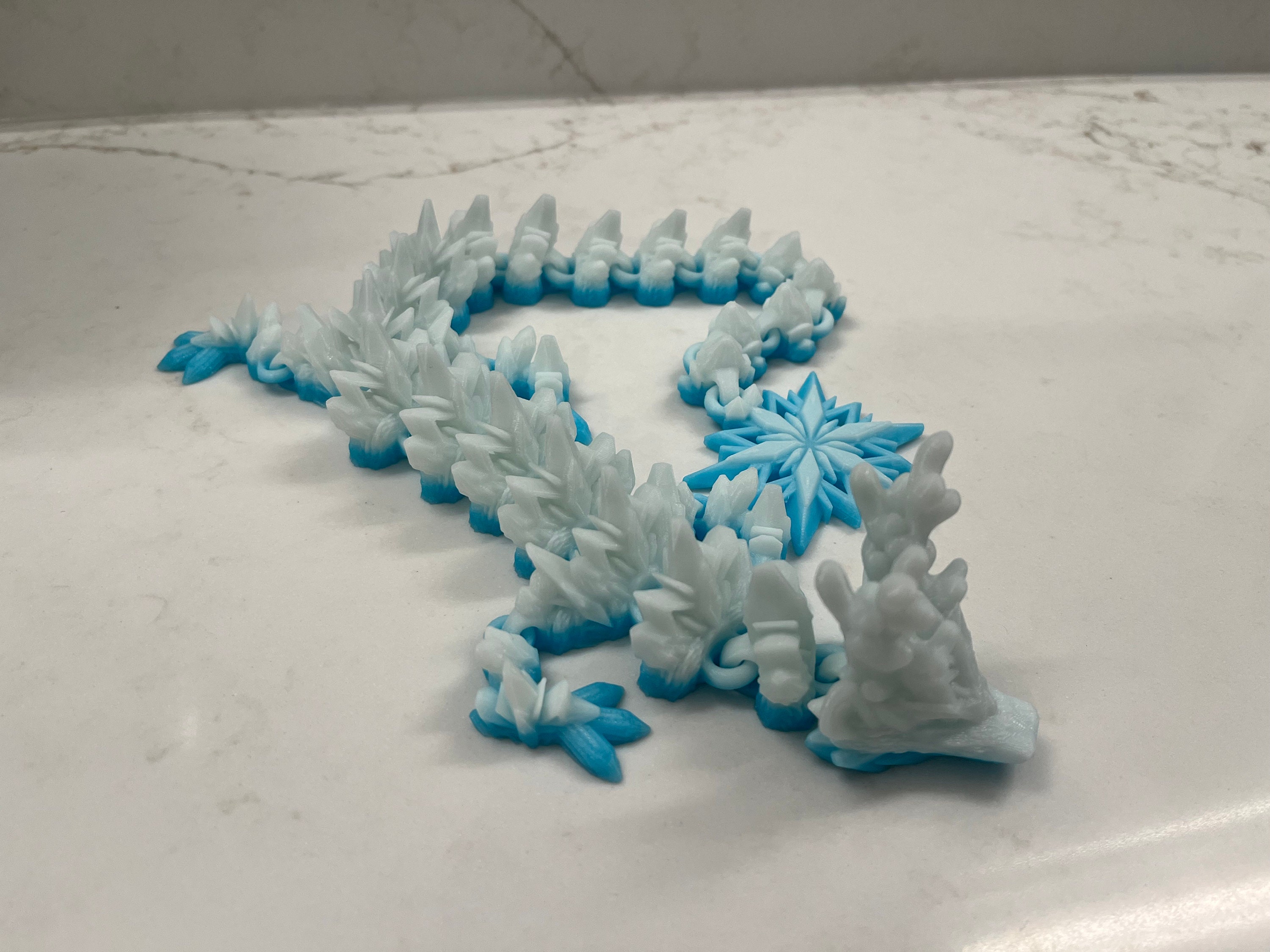 Ice/winter Dragon Articulated 3D Printed - Fidget Toy - Stress Toy - Etsy