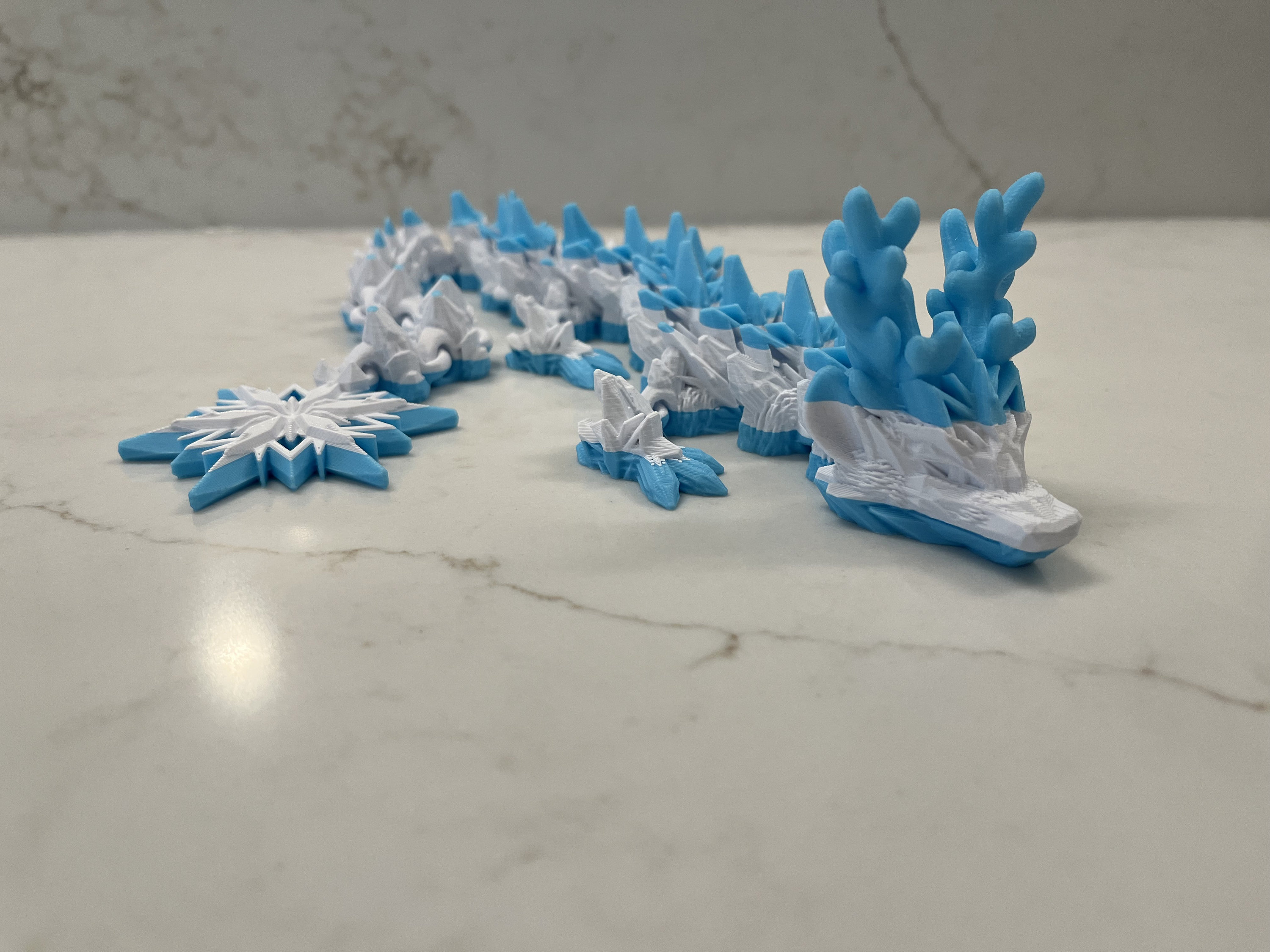 Ice/winter Dragon Articulated 3D Printed Fidget Toy Stress Toy - Etsy
