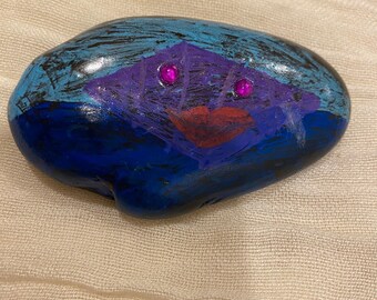 Hand Painted Abstract Face Rock With Inspirational Saying on the Back ...