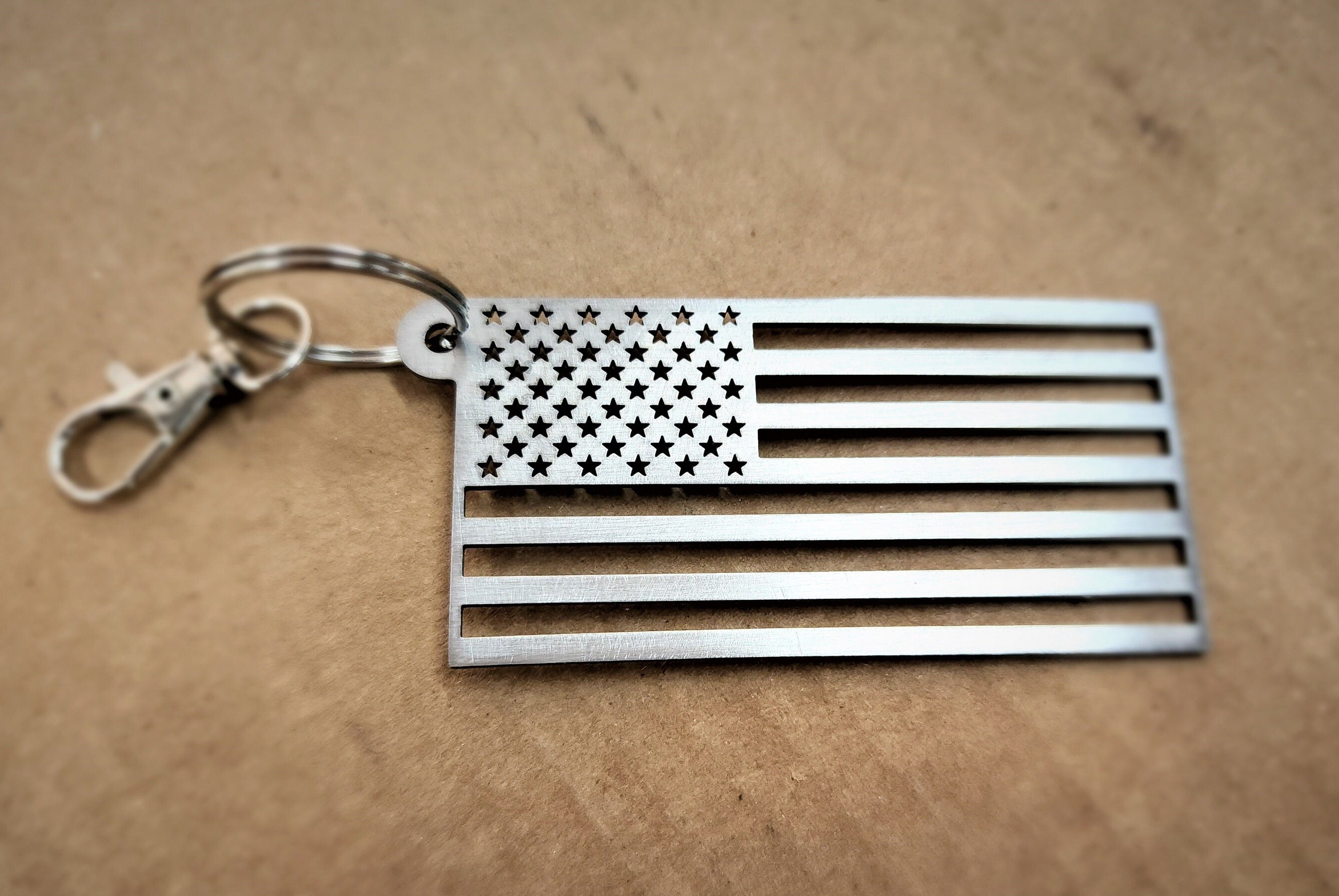 American Flag Keychain USA Flag Keychain Laser Cut Stainless Metal - Etsy