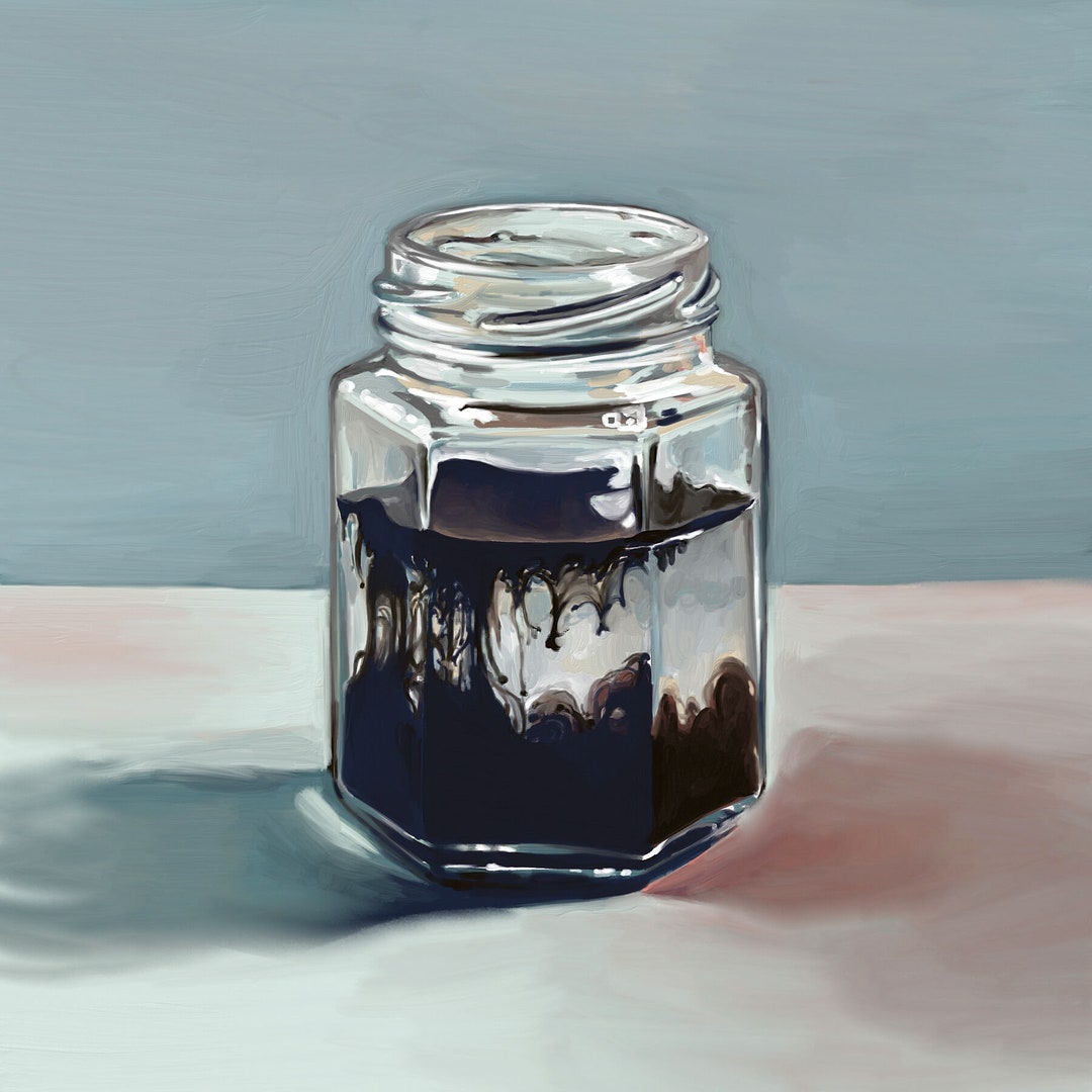 Swirling Ink in Jam Jar Still Life Painting - Etsy