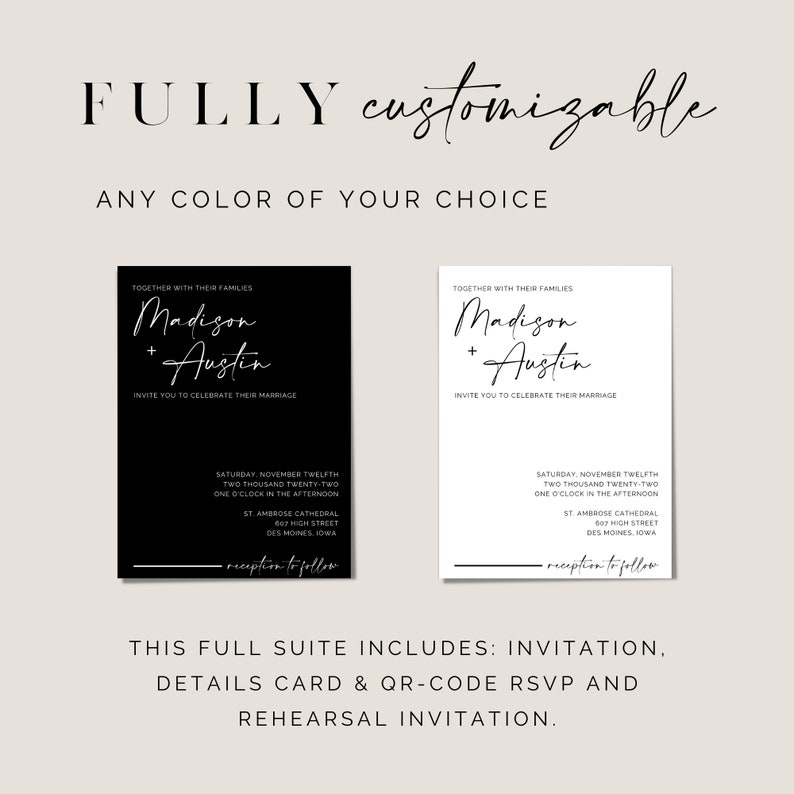 MODERN the Madison Minimalist Wedding Invitation - Etsy