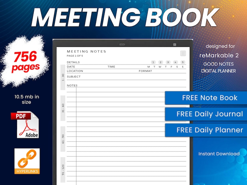 Remarkable 2 Templates, Meeting Book, Meeting Notes, Hyperlinked PDF ... Remarkable 2 Templates, Meeting Book, Meeting Notes, Hyperlinked PDF ...