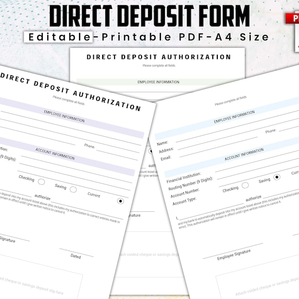 Direct Deposit Form - Etsy
