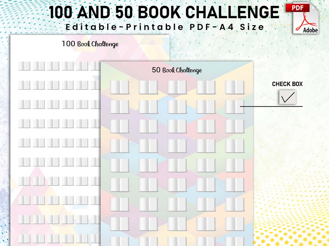 Editable Printable 100 Book Reading Challenge, 100 Book Challenge ...
