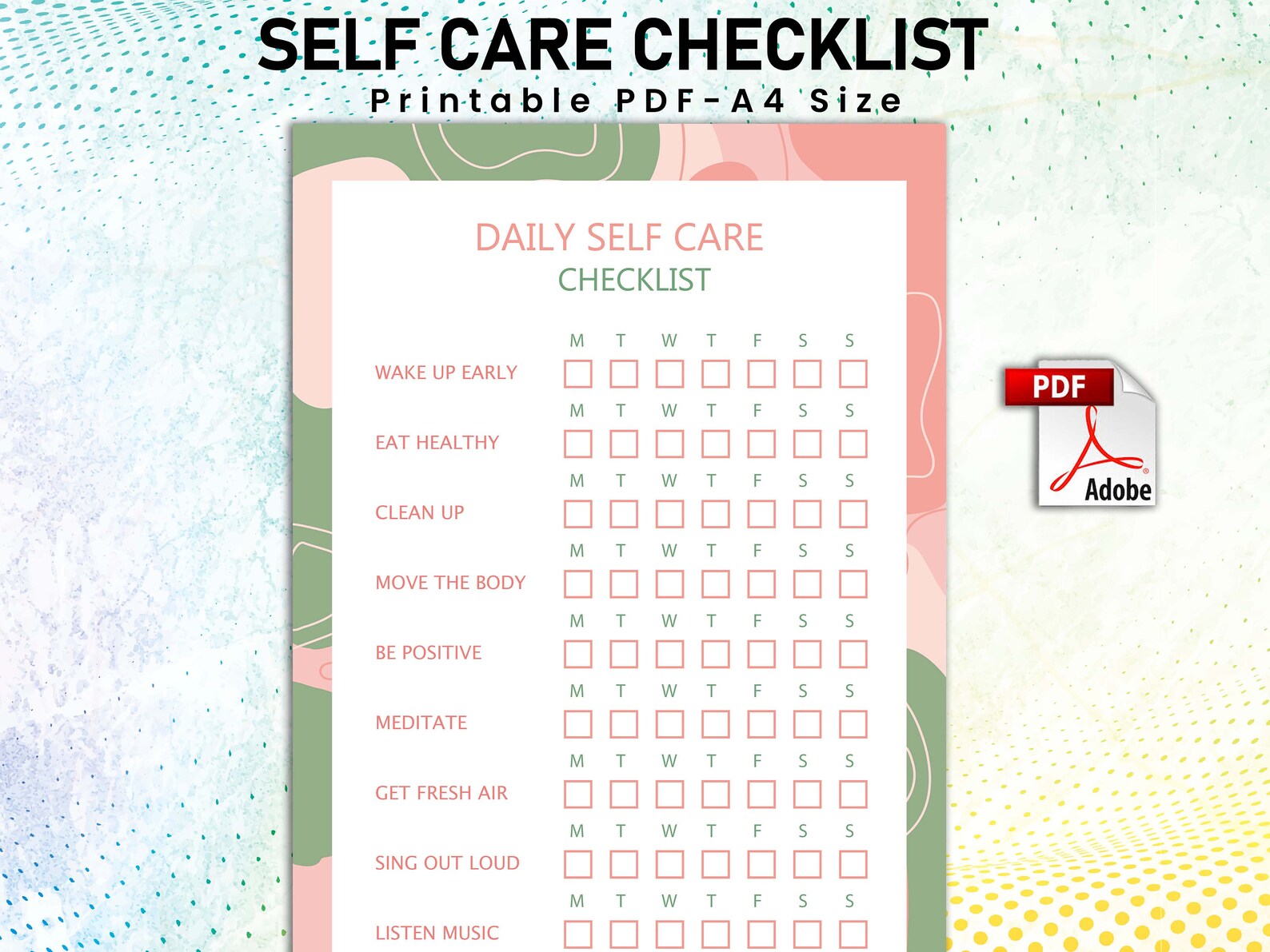 Printable Self Care Checklist Bundle, Self Care Checklist Printable ...