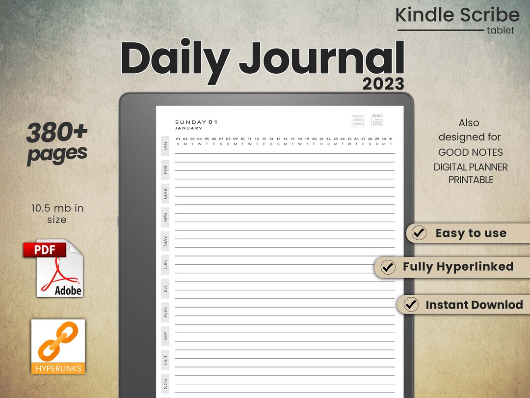 Kindle Scribe Daily Journal Template, Kindle Scribe Templates ...