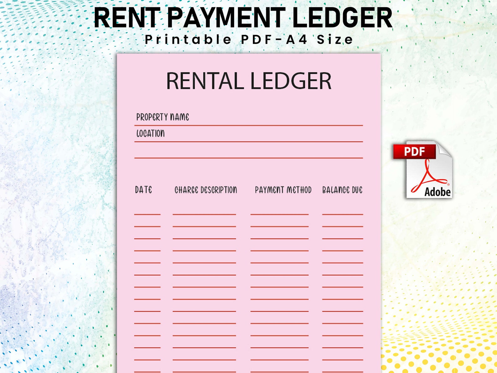 Printable Rent Payment Ledger, Printable Rent Payment Ledger Template ...