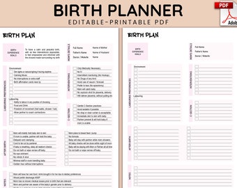 Editable Birth Plan Template Editable Birth Plan Printable Birth Plan