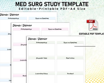 Editable Med Surg Study Template, Printable, Disease Process, Nursing ...