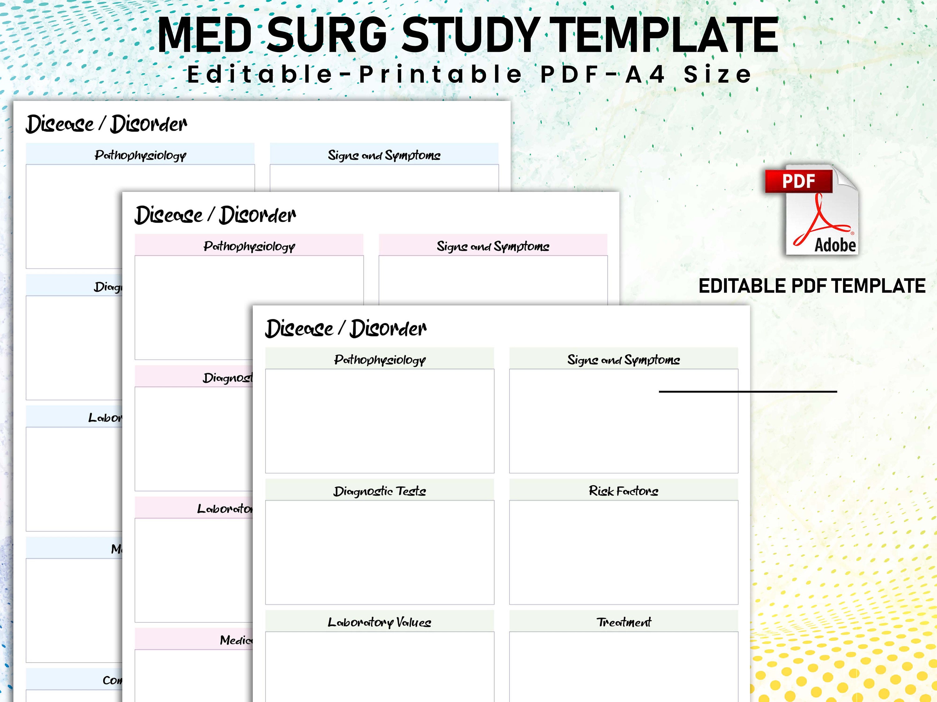 Editable Med Surg Study Template, Printable, Disease Process, Nursing ...
