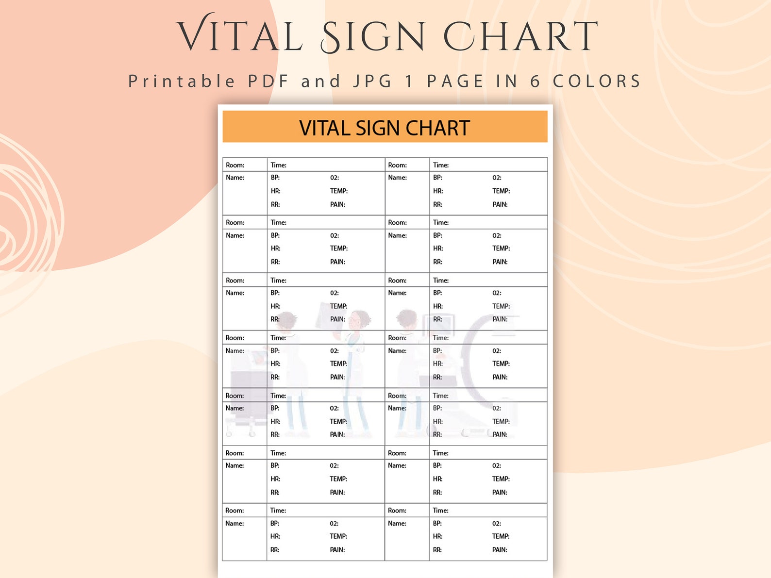 Printable Vital Sign Chart, Vital Sign Log, Vital Sign Tracker, Vital ...