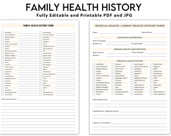 Editable Medical History Form, Family Medical History Form , Medical ...