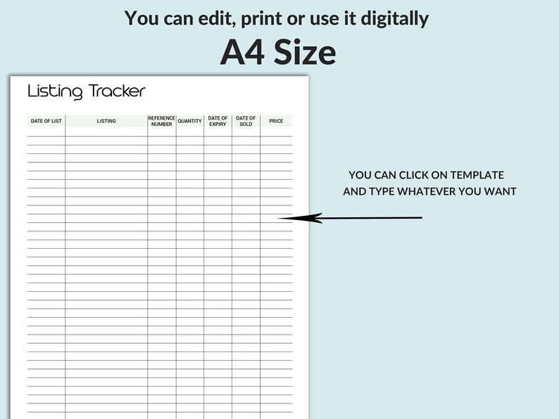 Editable Listing Tracker, List Organizer, Online Listing Tracker ...