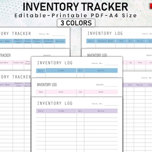 Editable Inventory Log, Inventory Tracker, Product Inventory, Inventory ...