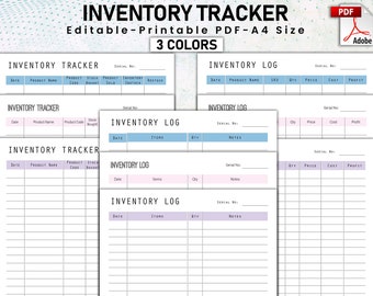 Editable Inventory Log, Inventory Tracker, Product Inventory, Inventory ...