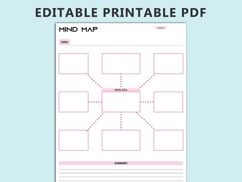 Editable Mind Map Planner Mind Mapping Printable Mind Map - Etsy Australia