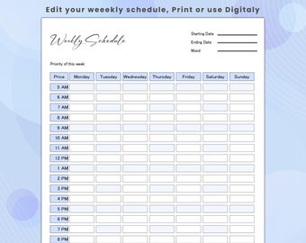 Editable Weekly Planner - Etsy
