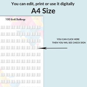 Editable Printable 100 Book Reading Challenge, 100 Book Challenge ...