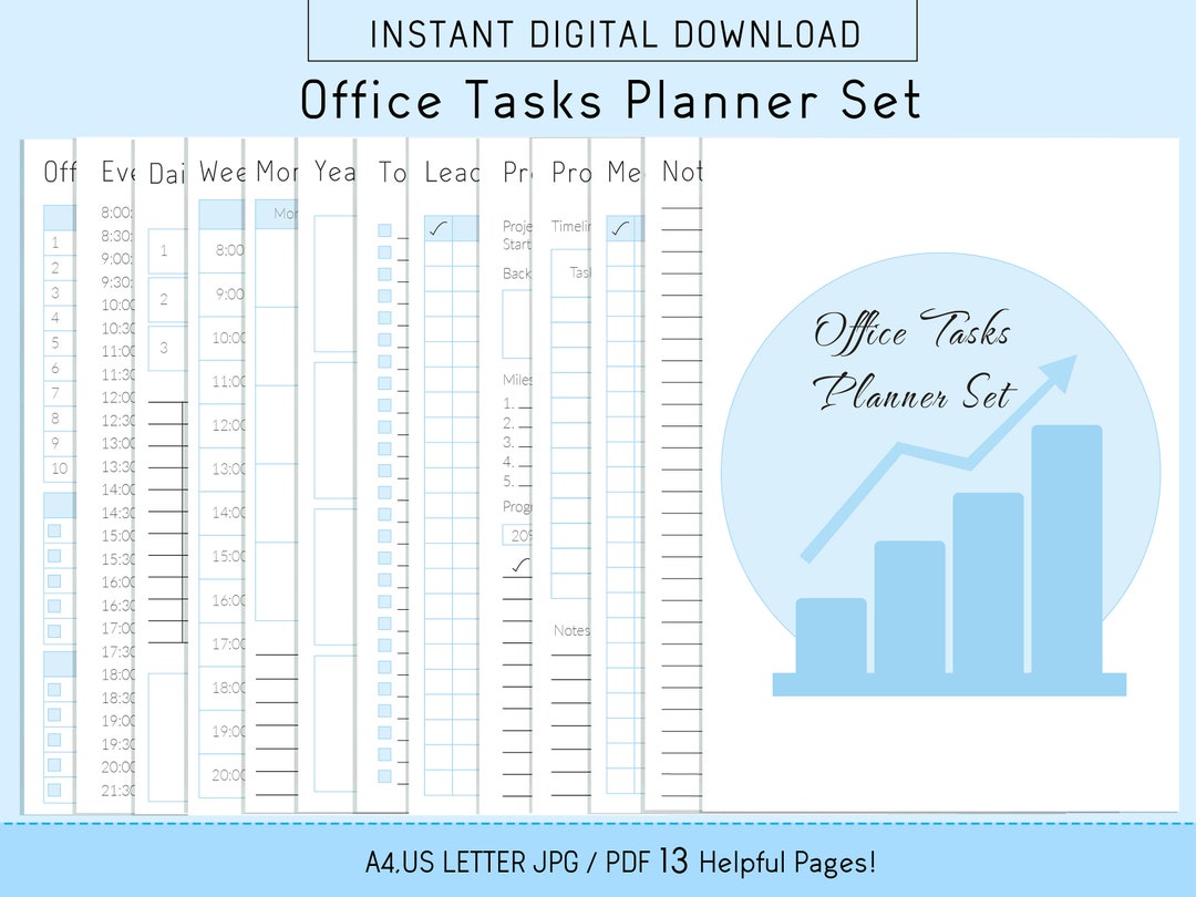 Printable Office Task Planner Set, Printable Work Schedule Planner ...