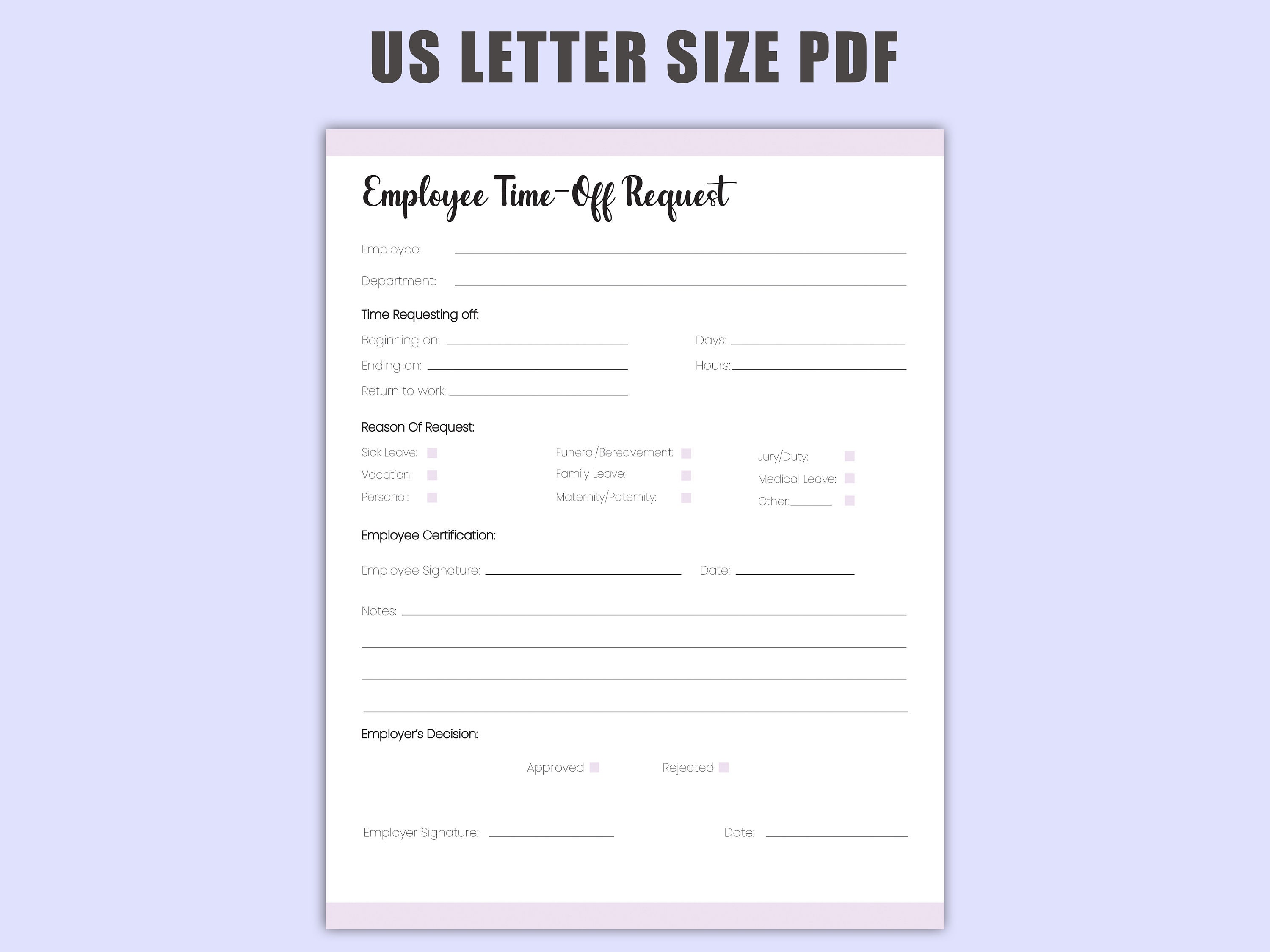 Printable Employee off Request, Employee Time-off Request Template ...