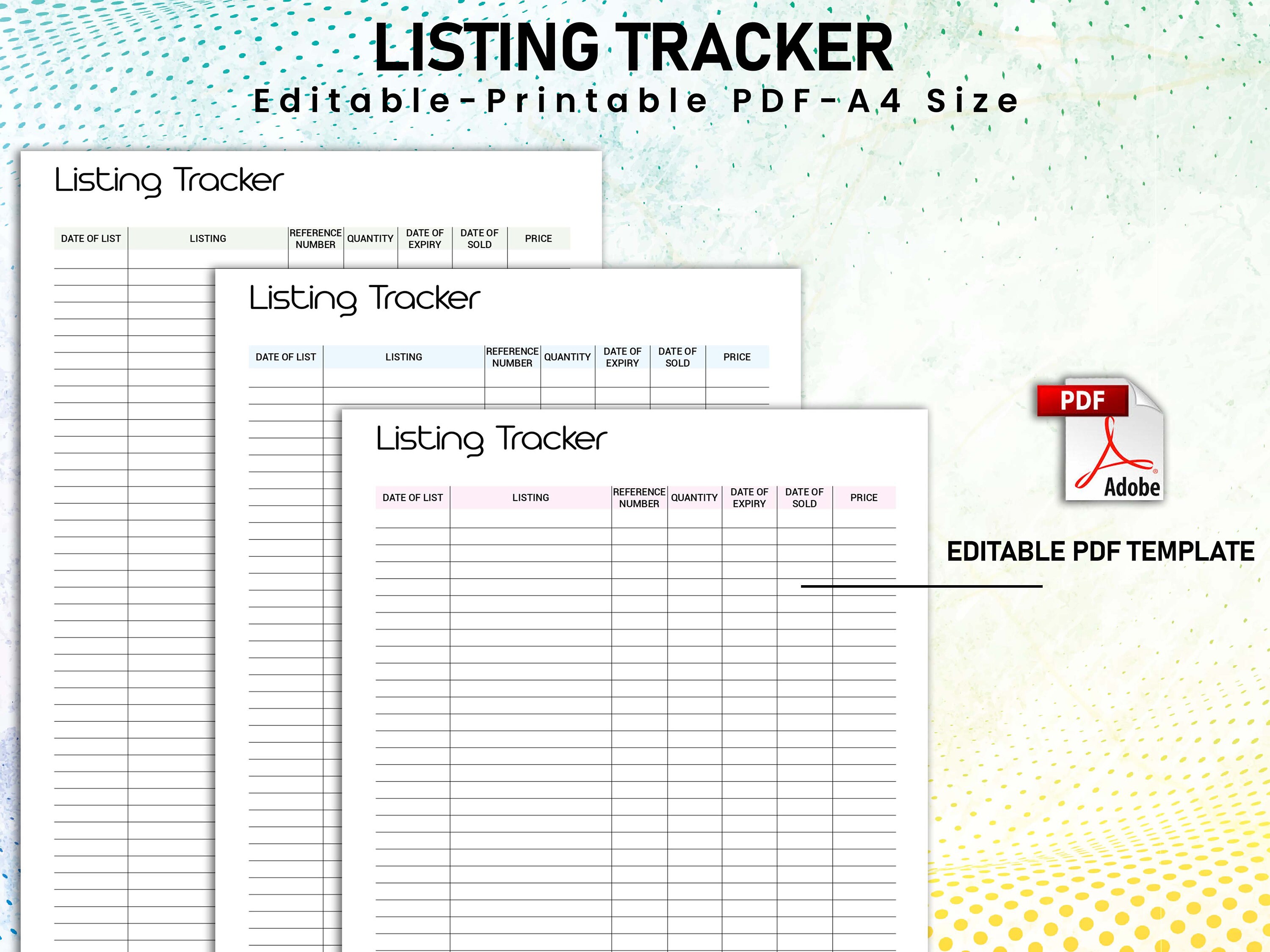 Editable Listing Tracker, List Organizer, Online Listing Tracker ...
