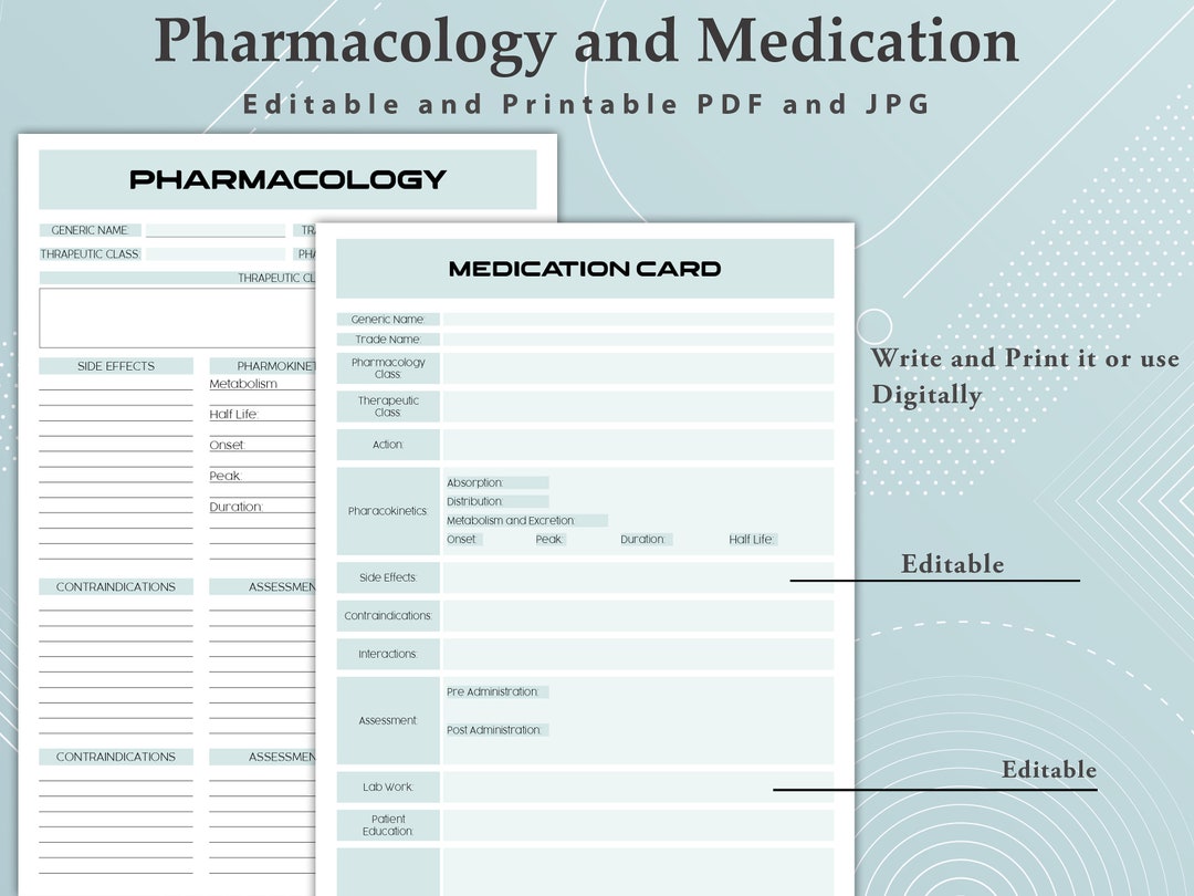 Pharmacology and Medication, Pharmacology Template, Nurse Student ...
