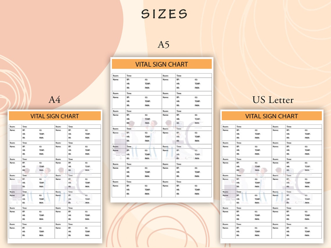 Printable Vital Sign Chart, Vital Sign Log, Vital Sign Tracker, Vital ...