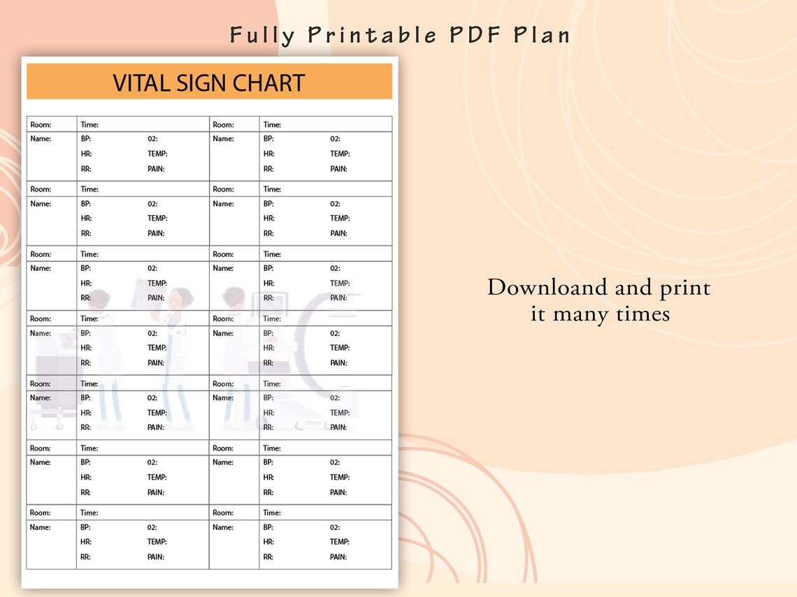Printable Vital Sign Chart, Vital Sign Log, Vital Sign Tracker, Vital ...