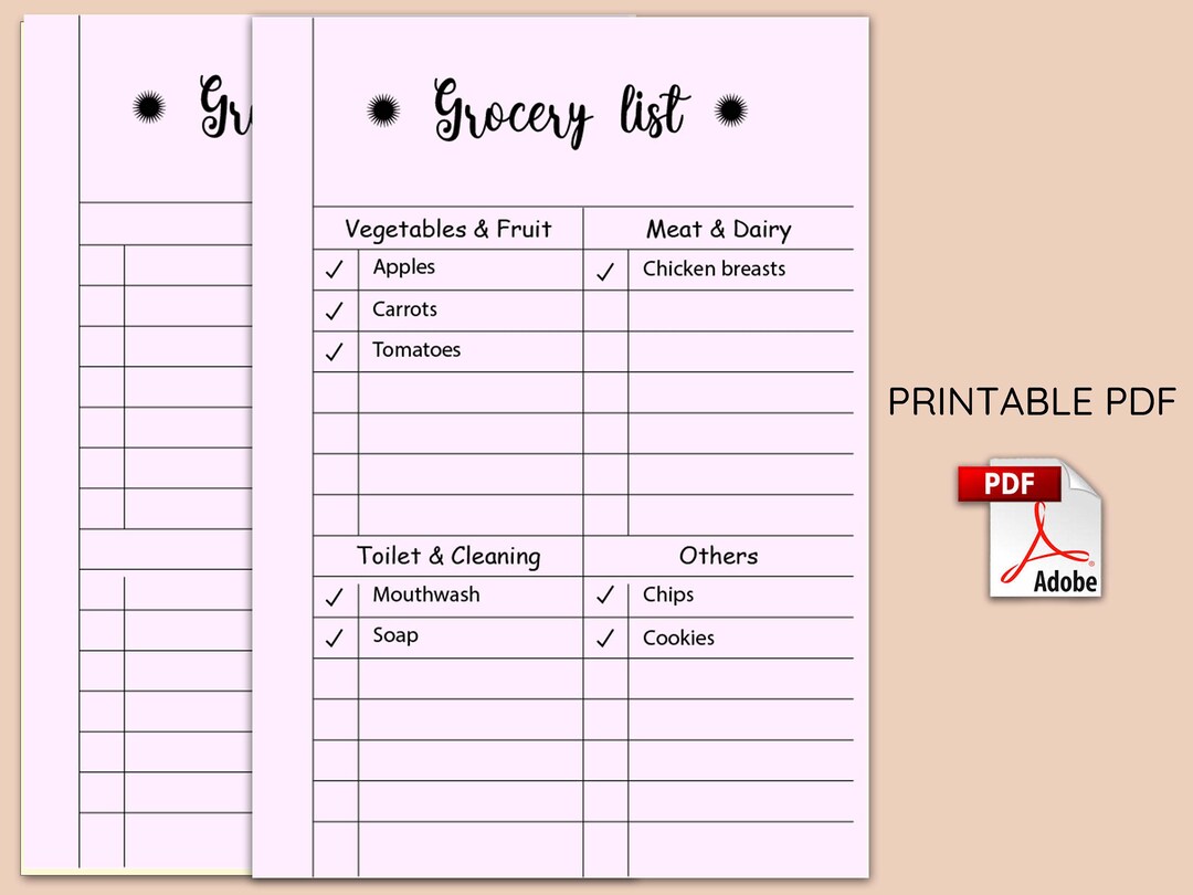 Printable Master Grocery List Bundle, Online Shopping, Master Shopping ...