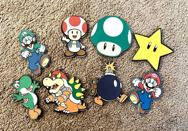 Super Mario Bros Die Cut Characters Centerpieces Cake - Etsy