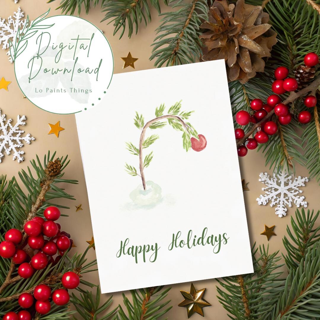 Charlie Brown Christmas Tree | Handmade Watercolour Art Print Christmas ...