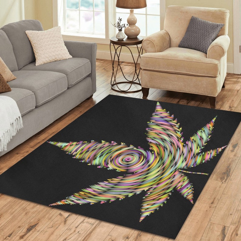 Weed Leaf Rug, Marijuana Carpet, Colorful Cannabis Rug, Plant Illusion ...