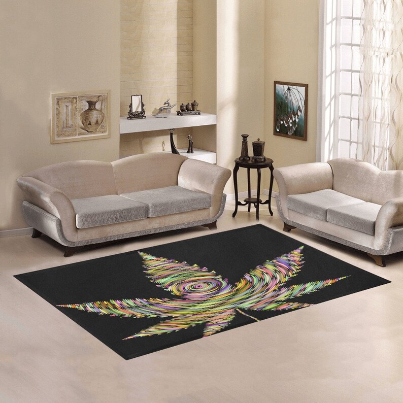 Weed Leaf Rug, Marijuana Carpet, Colorful Cannabis Rug, Plant Illusion ...