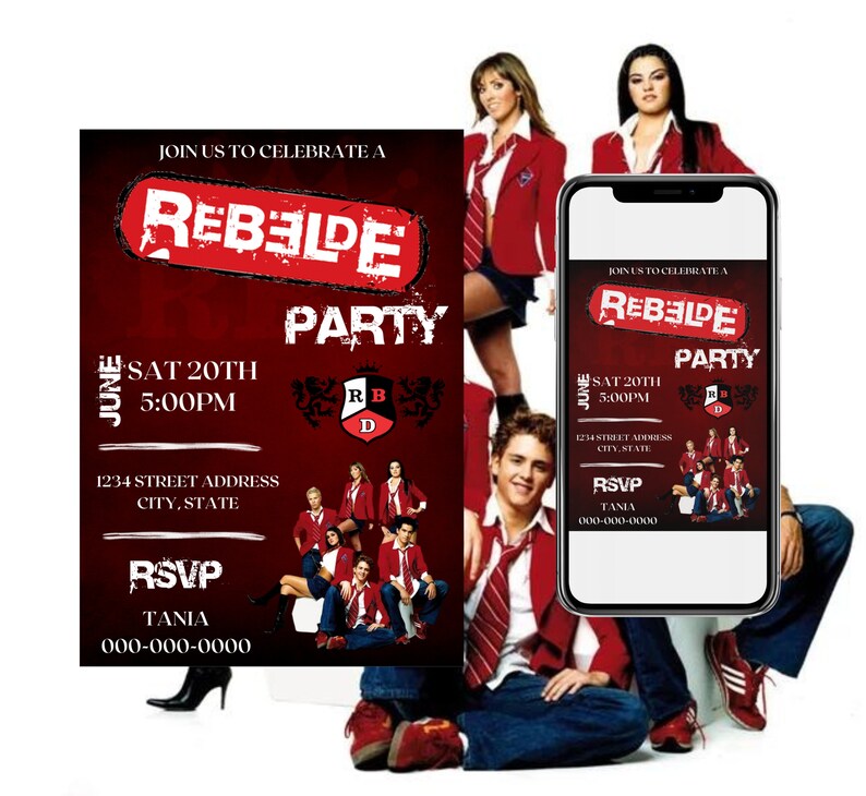 Invitación a la fiesta de cumpleaños de Rebelde RBD Fiesta - Etsy España