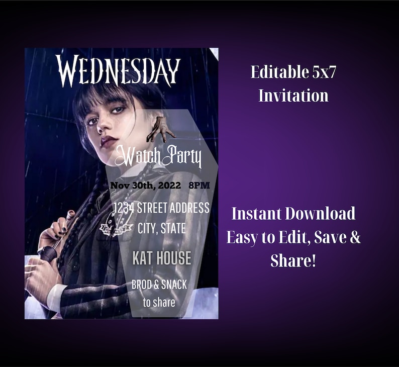 Wednesday Addams Invitation Template
