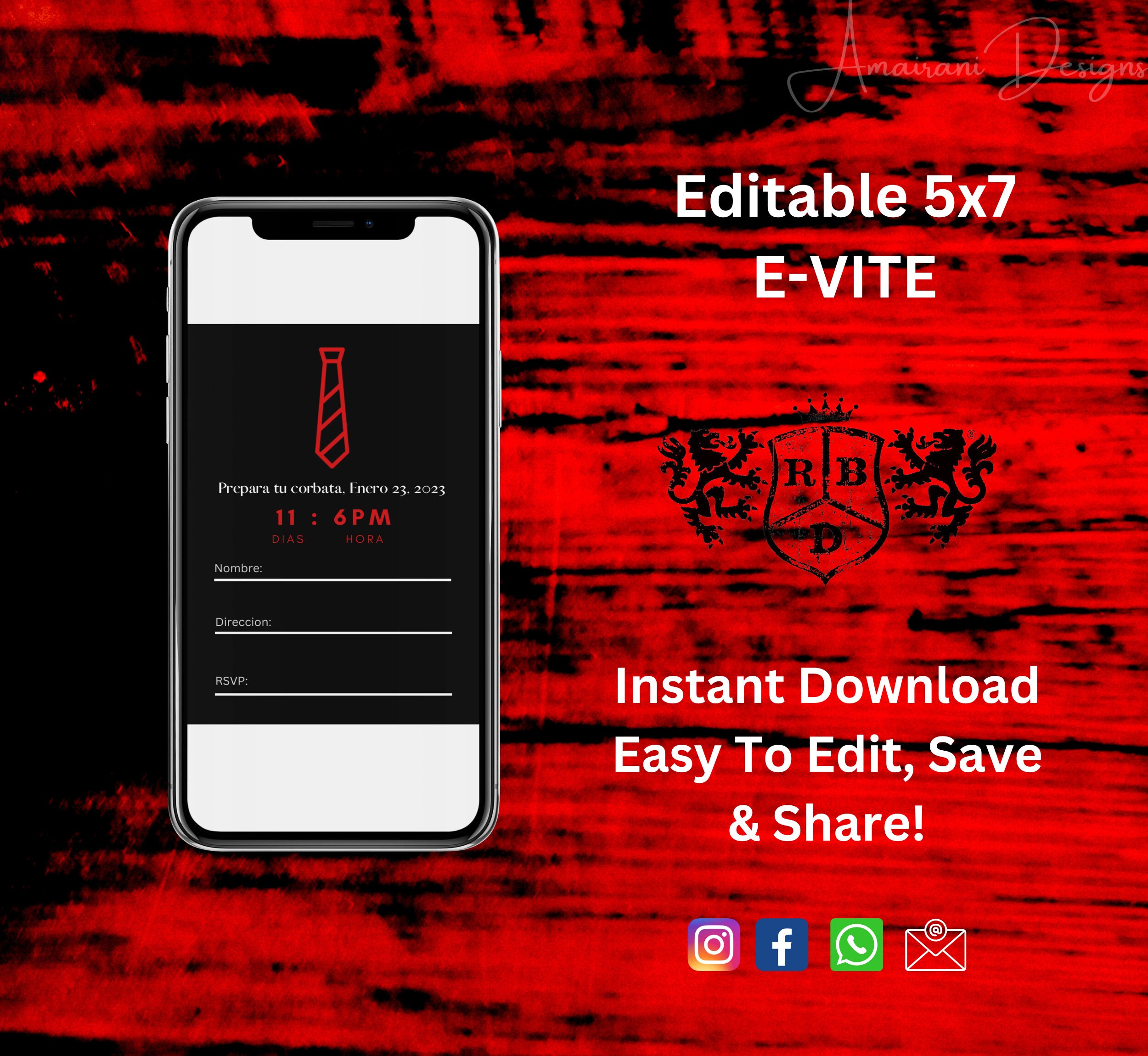 Rebelde Birthday Invitation, RBD Fiesta, Digital Print Invitation ...