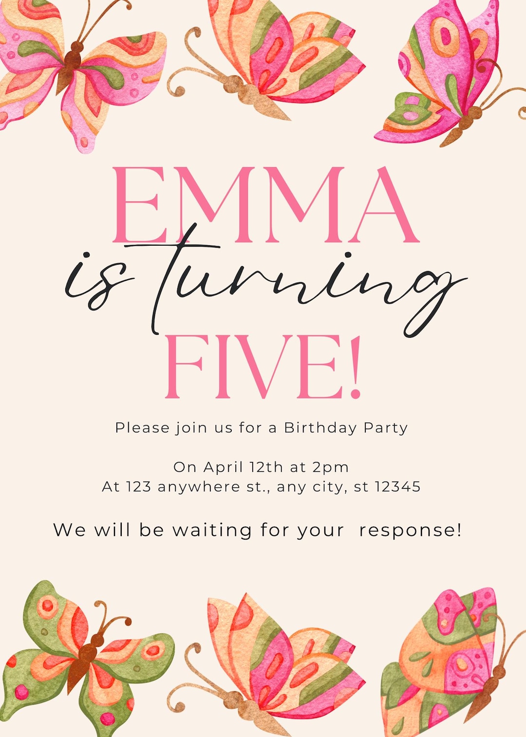 Girls Birthday Party Invitation | Cute & Fun Printable Invitation Card ...