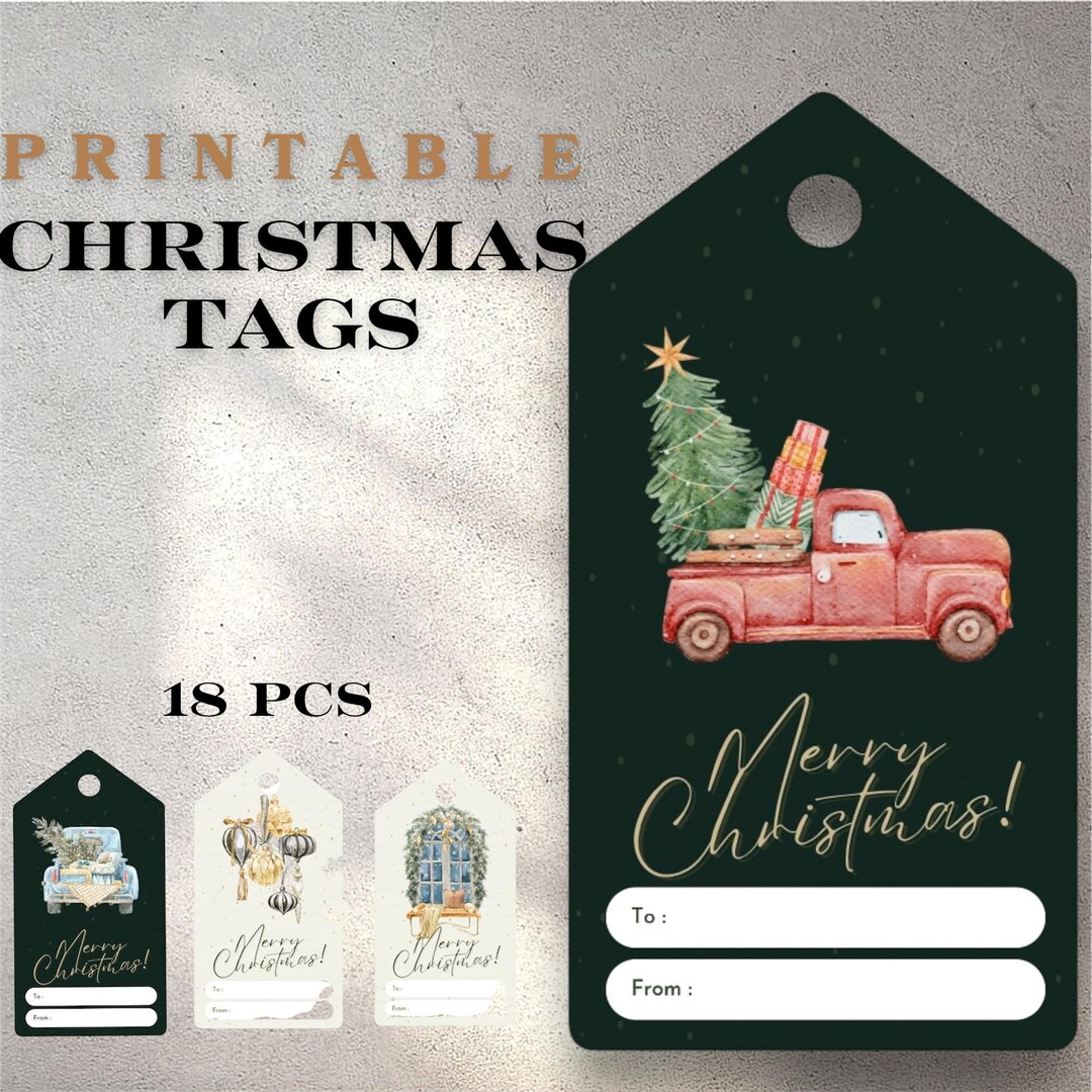 Printable Christmas Gift Tags Festive Holiday Tags Digital Download DIY ...
