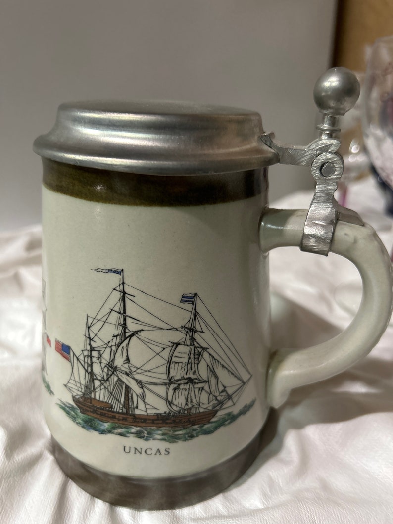 Vintage Marzi & Remy Beer Stein Green With 3 Sailing Ships Design - Etsy