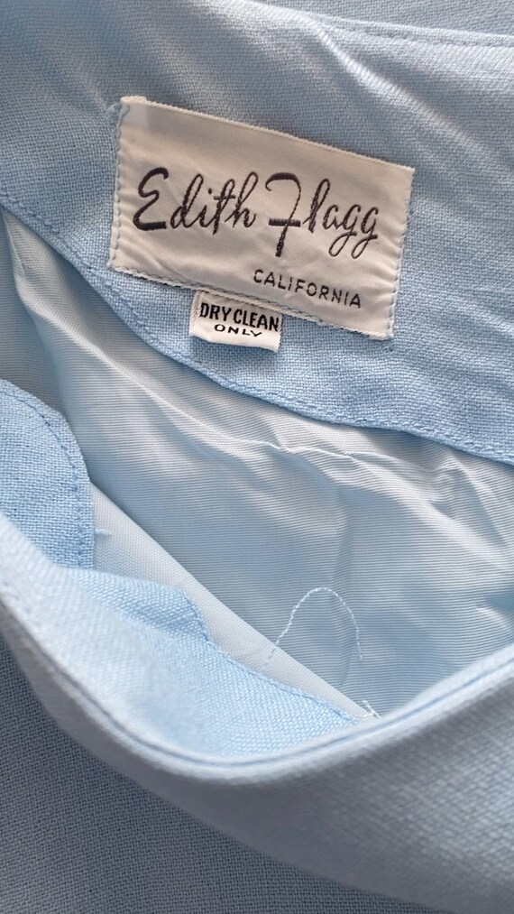 EDITH FLAGG 1960's Robins Egg Blue Linen Sheath Dress - Gem