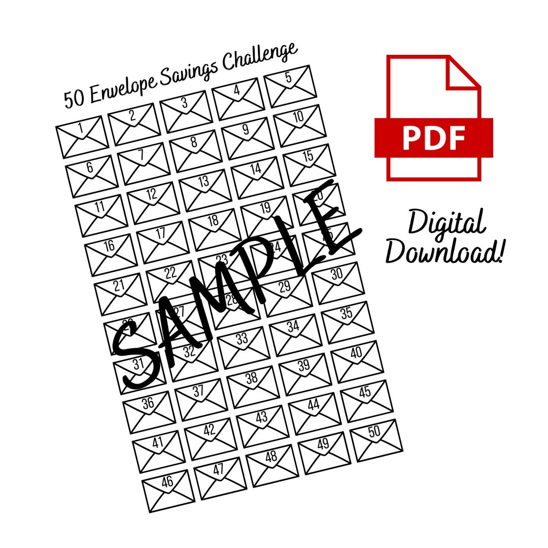 50 Envelope Savings Challenge Budget Binder Savings Challenge Digital ...