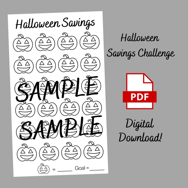 Halloween Savings Challenge Digital Download Printable Savings Tracker ...