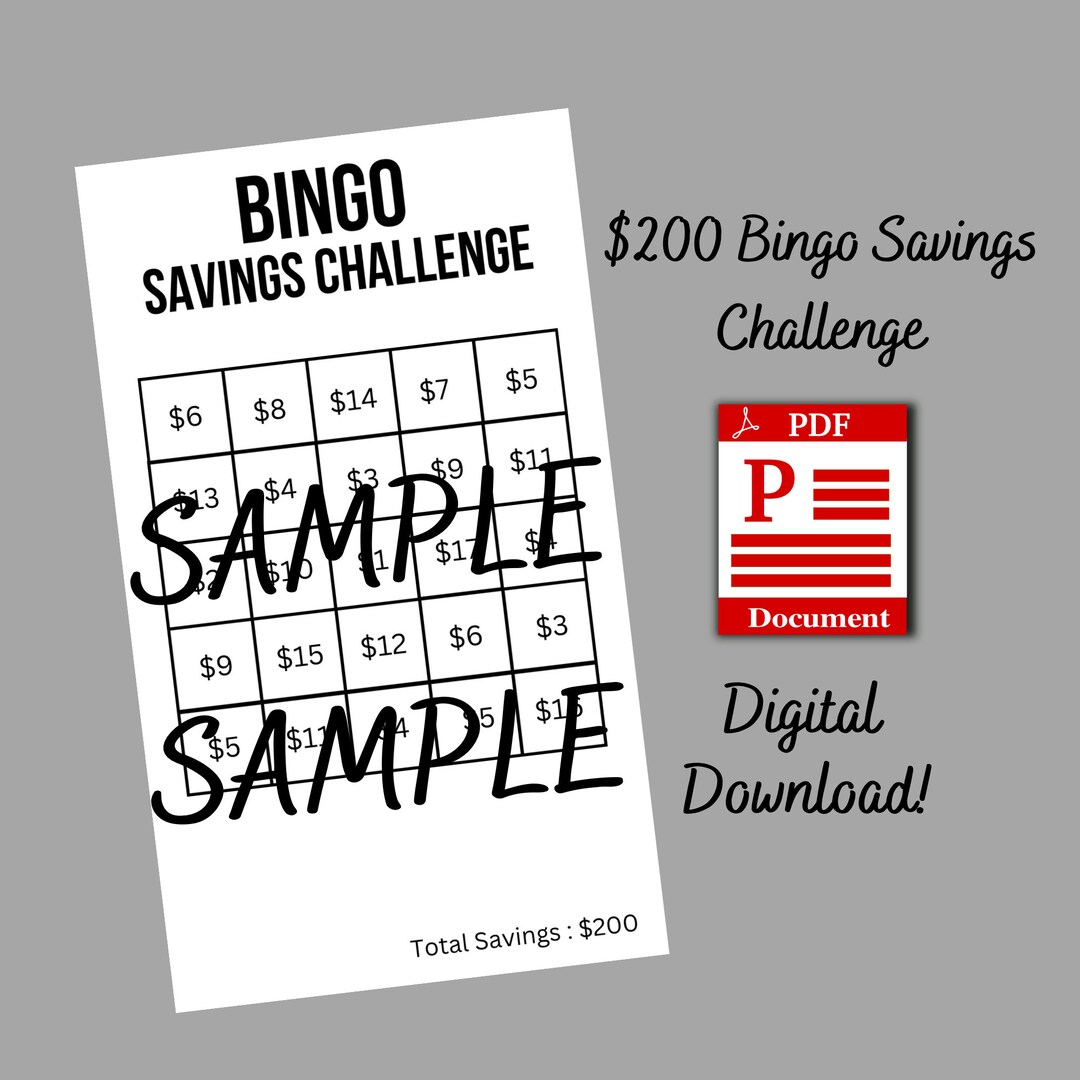 200 Bingo Savings Challenge | Digital Download | Printable | Savings ...