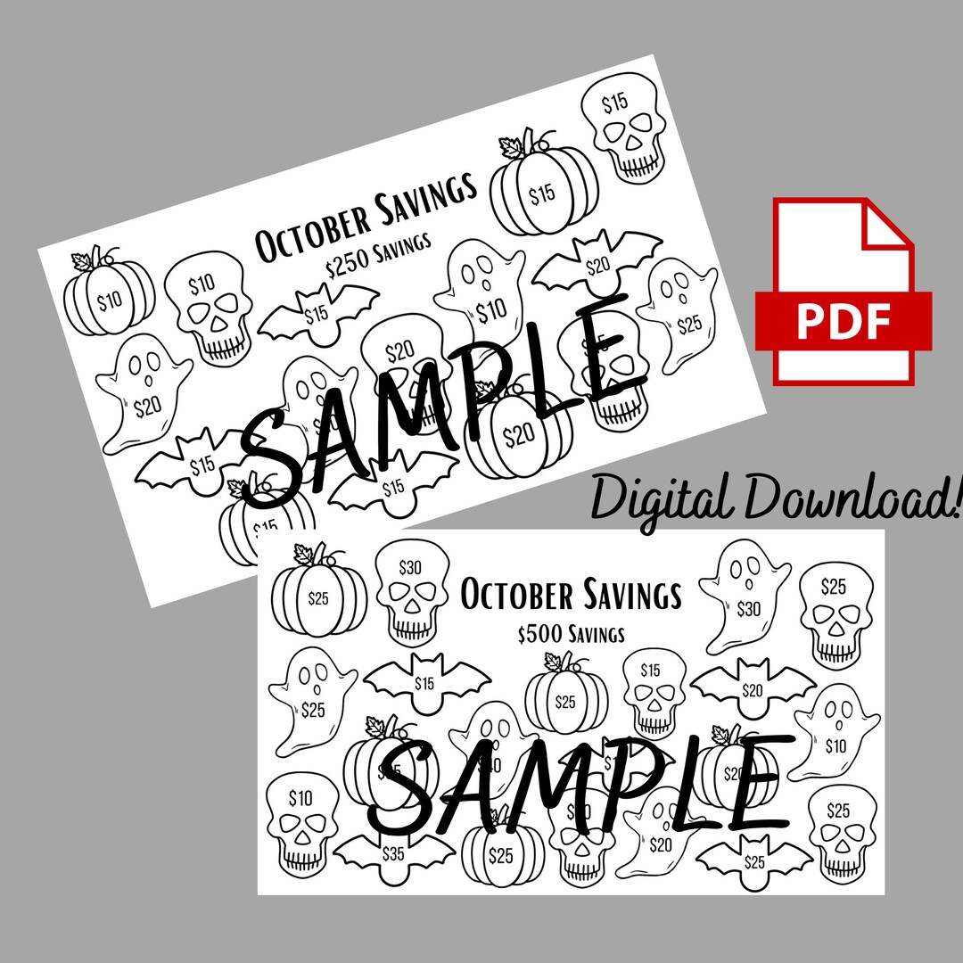 October Savings Challenge | Set of 2 | 250 and 500 | Digital Download ...