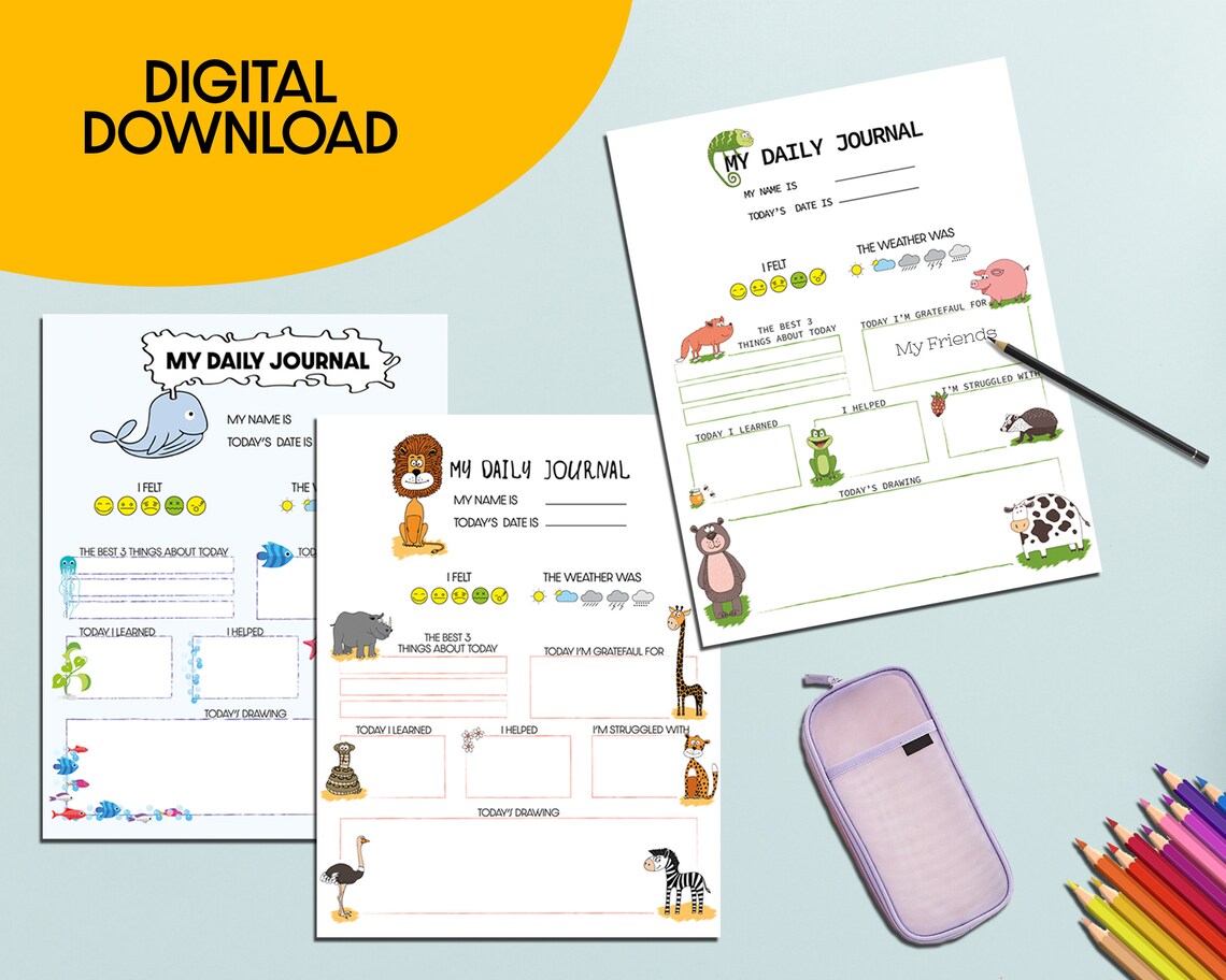 Kids Daily Journal Printable Journal for Kids Diary for Children Kids ...