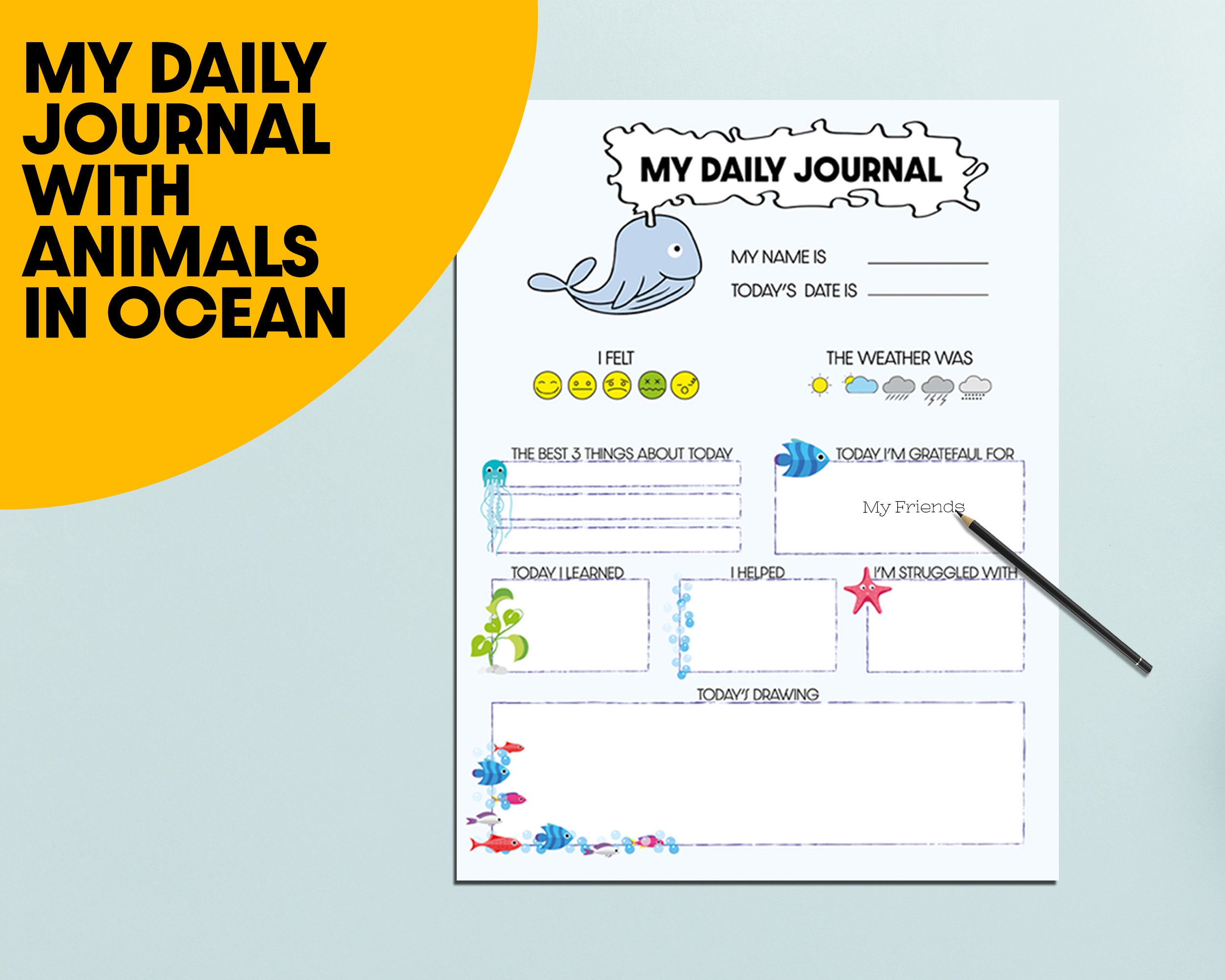 Kids Daily Journal Printable Journal for Kids Diary for Children Kids ...