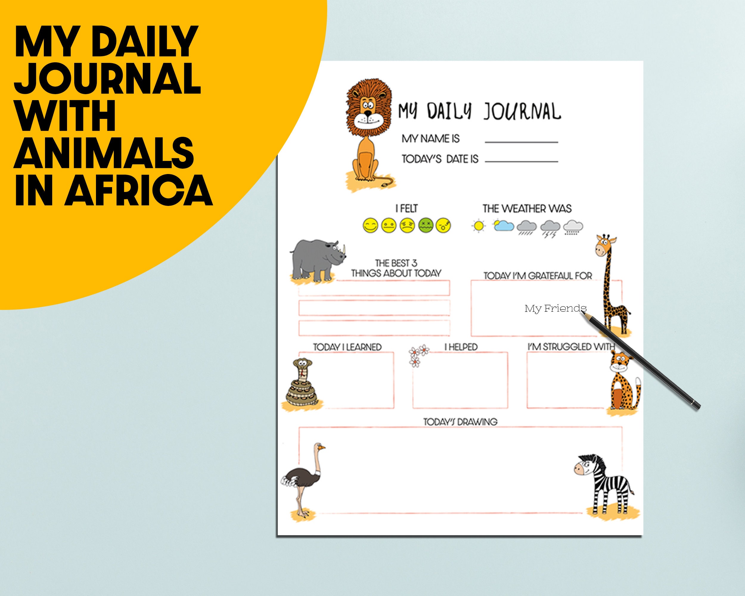 Kids Daily Journal Printable Journal for Kids Diary for Children Kids ...