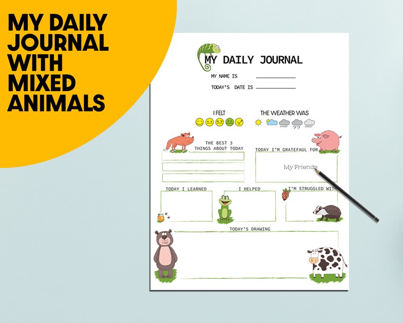 Kids Daily Journal Printable Journal for Kids Diary for Children Kids ...