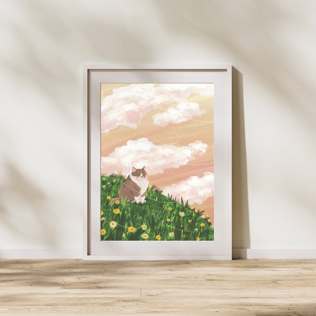 Freedom / Cat Drawing, Cat Lovers. Art Print, Spring Art - Etsy